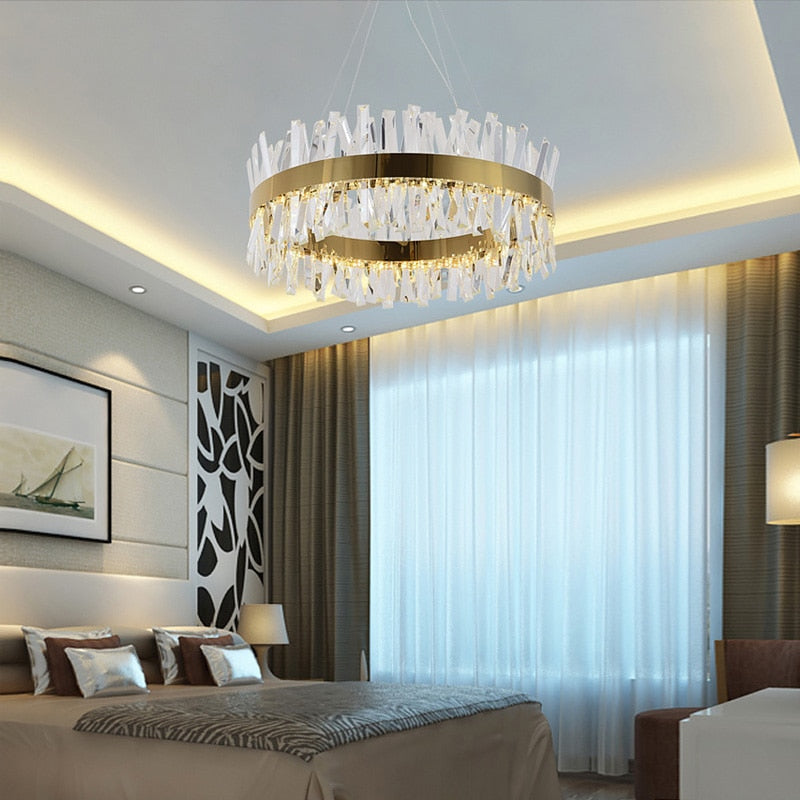 Crystal Chrome Gold Round Rectangle Chandelier – covermysofa™