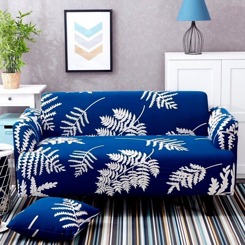 Palm Leaf Royal Blue Sofa Cover – covermysofa™